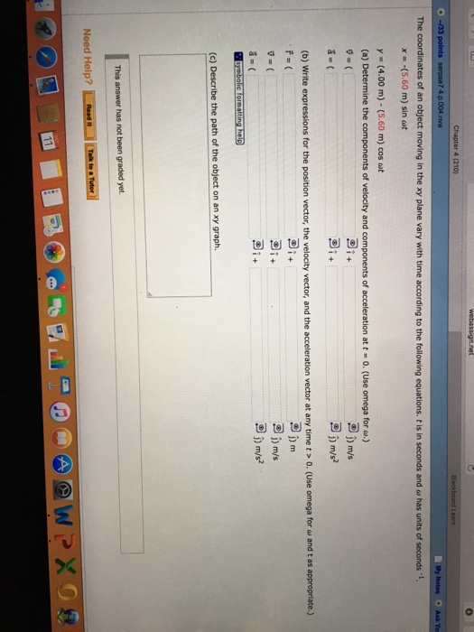 Solved The Coordinates Of An Object Moving In The Xy Plane