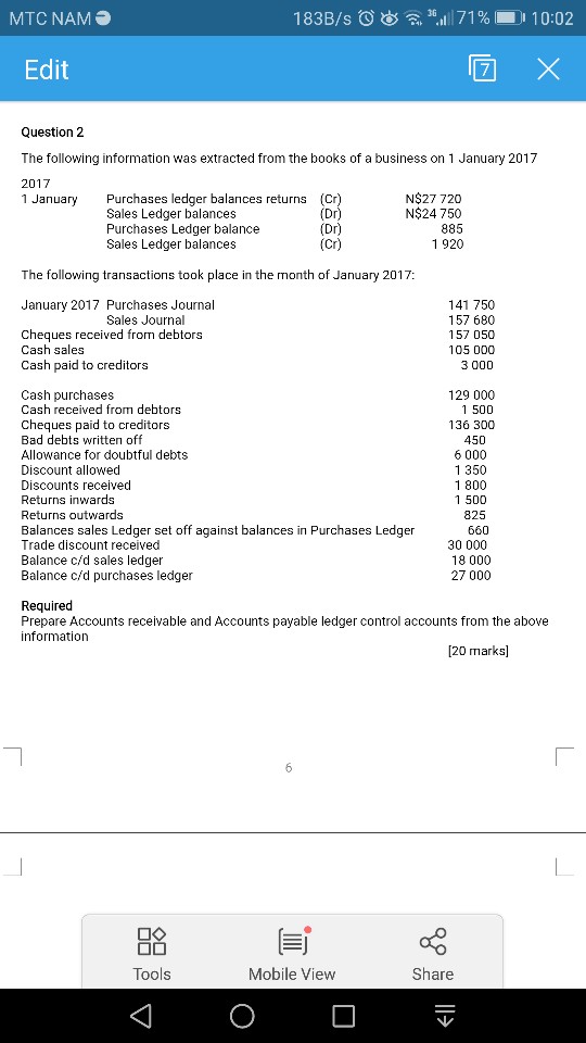 Solved DUE DATE: Assignment 2 Question 1 The following trial | Chegg.com