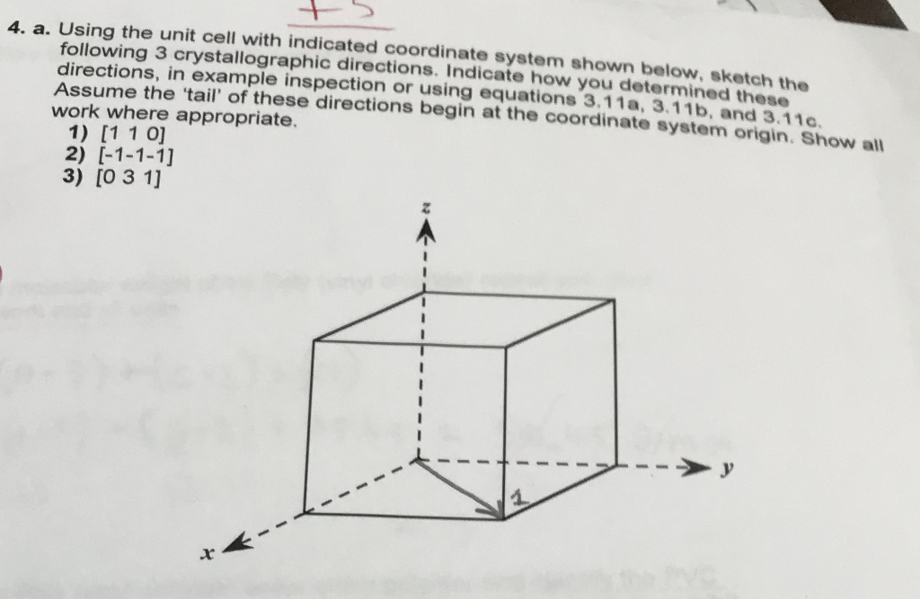 Solved 4, a. Using the unit cell with indicated coordinate | Chegg.com