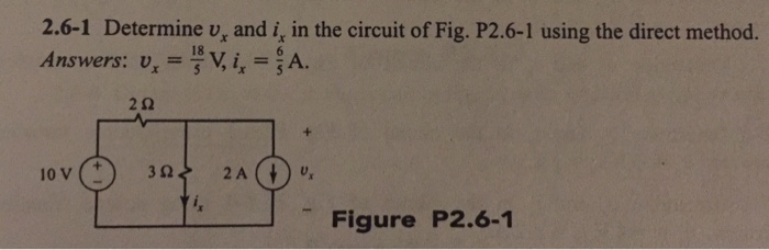 Solved Determine v_x and ix in the circuit of Fig. P2.6-1 | Chegg.com