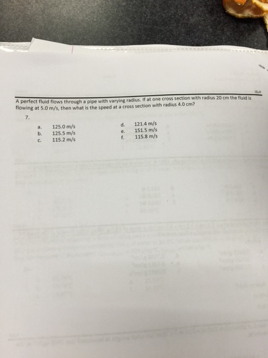 Solved A perfect fluid flows through a pipe with varying | Chegg.com