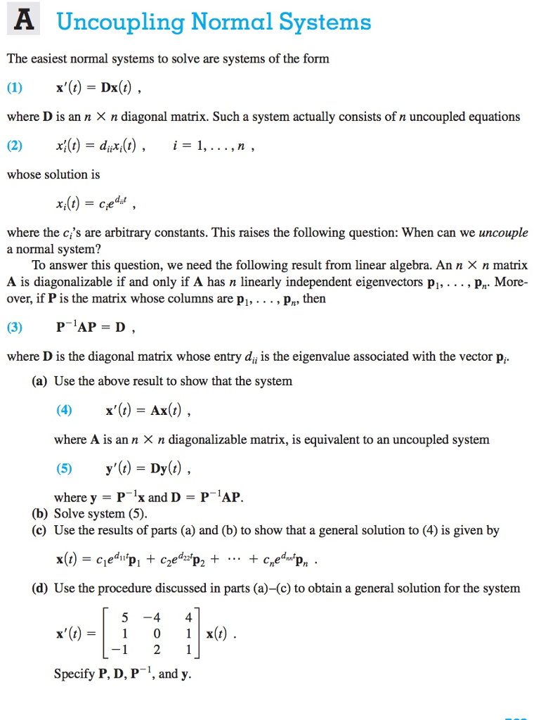 Solved The easiest normal systems to solve are systems of | Chegg.com