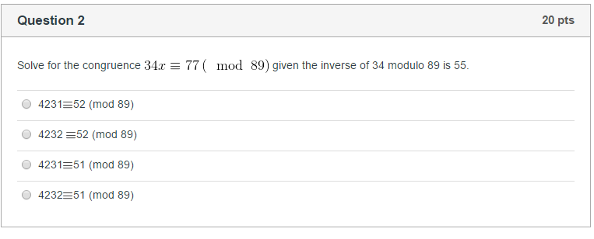 Solved Find A Inverse For A Modulo M When A2 And M17 Both