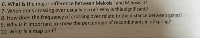 Solved What is the major difference between Meiosis I and | Chegg.com