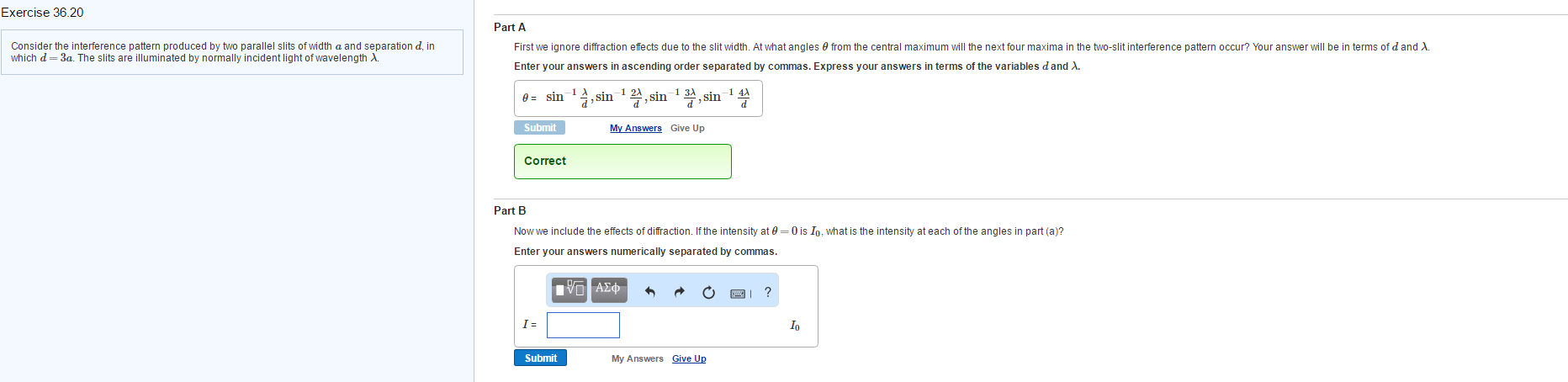 Solved Consider the interference pattern produced by two | Chegg.com