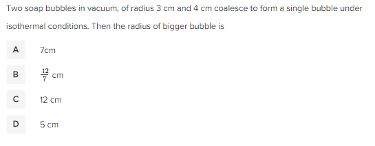 Solved Two soap bubbles in vacuum, of radius 3 cm and 4 cm | Chegg.com
