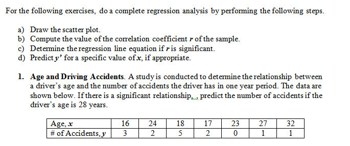 Solved For The Following Exercises Do A Complete Regression