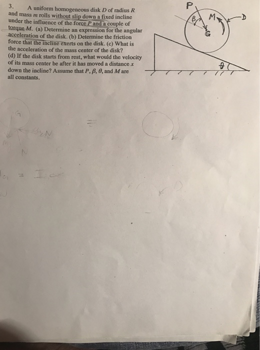 Solved A uniform homogeneous disk D of radius R and mass m | Chegg.com Solved A uniform homogeneous disk D of radius R and mass m | Chegg.com