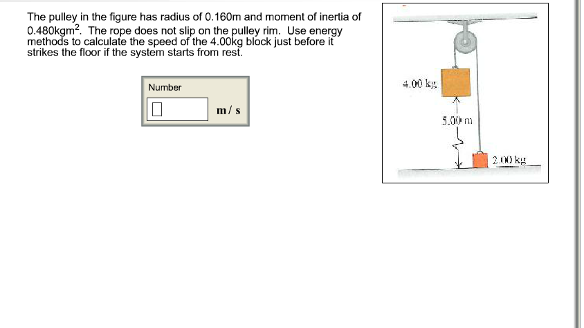 Solved The pulley in the figure has radius of 0.160m and | Chegg.com