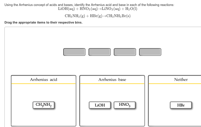 Solved Using the Arrhenius concept of acids and bases, | Chegg.com