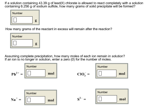 Solved If a solution containing 43.39 g of lead(II) chlorate | Chegg.com