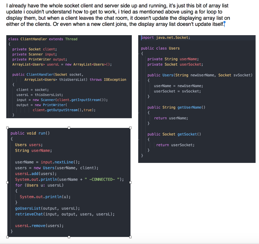 I am doing a MultiClient/Server Chat Room, and i | Chegg.com
