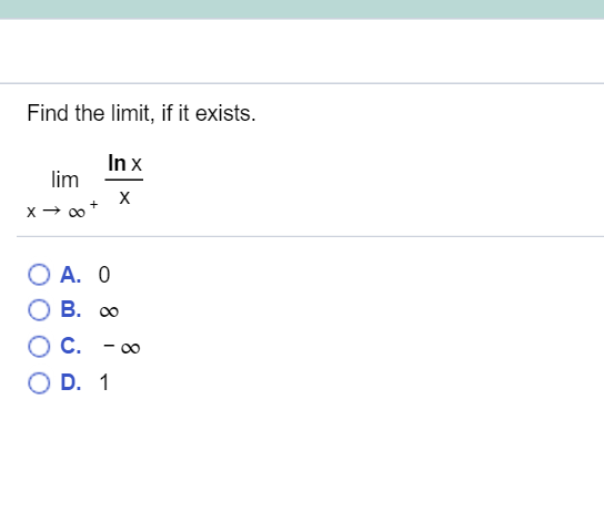 Solved Find the limit, if it exists. lim_x rightarrow | Chegg.com