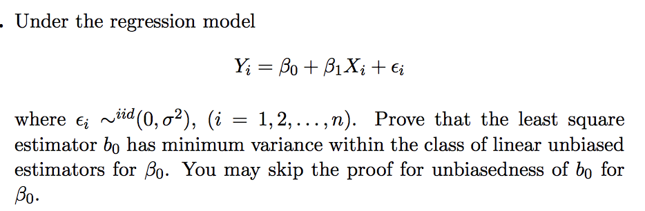 Solved Under the regression model where Ei ~iid(0, ?2), | Chegg.com