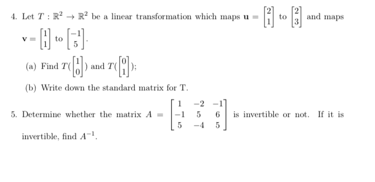 Solved 4. Let T : R2 → R2 be a linear transformation which | Chegg.com