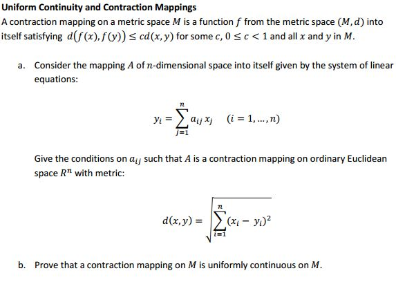Uniform Continuity and Contraction Mappings A | Chegg.com