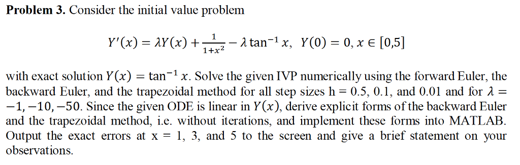 Solved Problem 3. Consider the initial value problem Y | Chegg.com