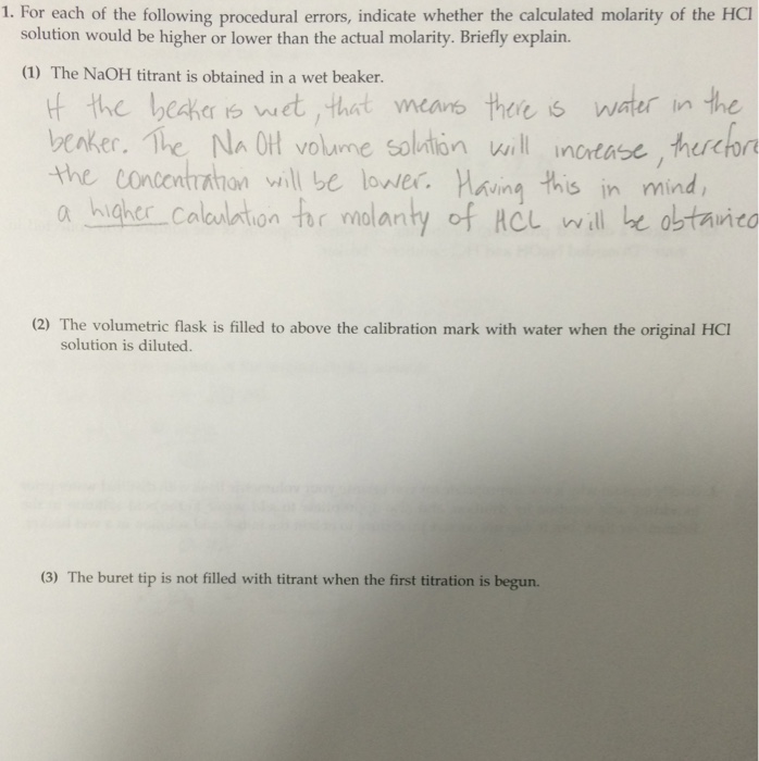 Solved For each of the following procedural errors, indicate | Chegg.com