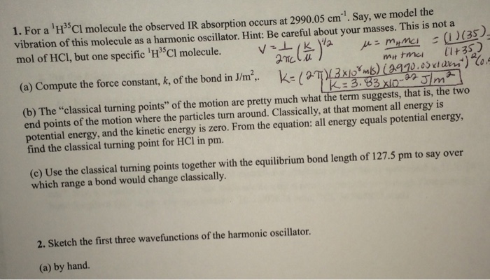 Solved Need b and c.Find classical turning point for HCl in | Chegg.com