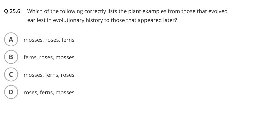 Solved Q 25 6 Which Of The Following Correctly Lists The