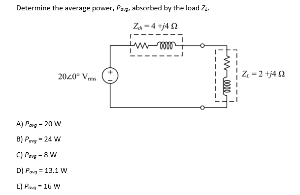 Solved Determine the average power, P_avg, absorbed by the | Chegg.com