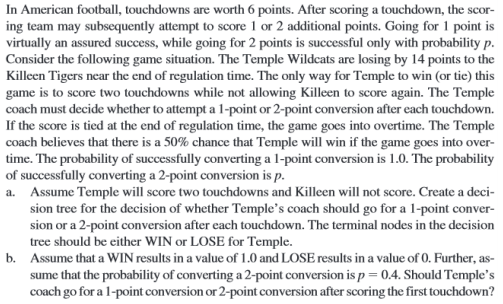 Solved In American football, touchdowns are worth 6 points. | Chegg.com