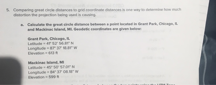 Solved Comparing great circle distances to grid coordinate | Chegg.com