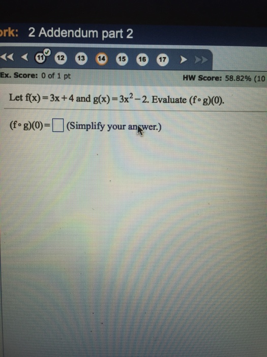 Solved Let f(x) = 3x + 4 and g(x) = 3x^2 - 2. Evaluate (f | Chegg.com