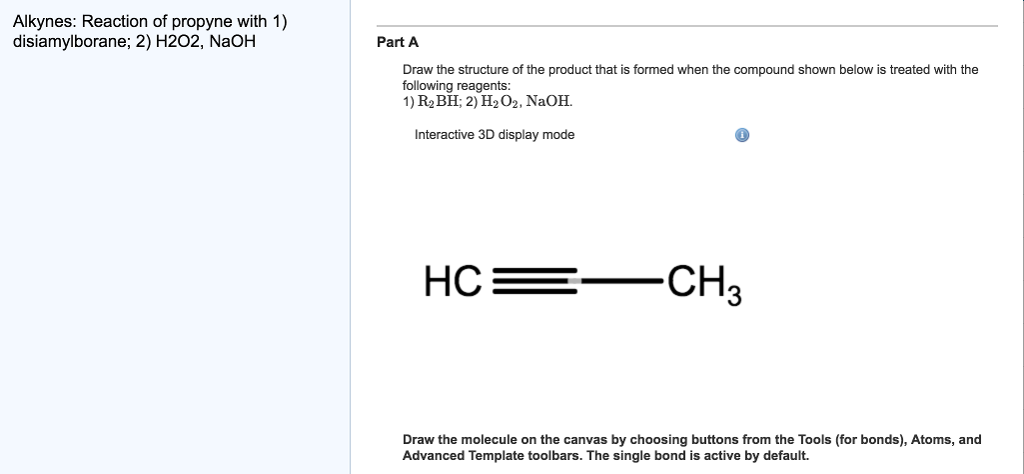 Solved Alkynes: Reaction of propyne with 1) disiamylborane; | Chegg.com