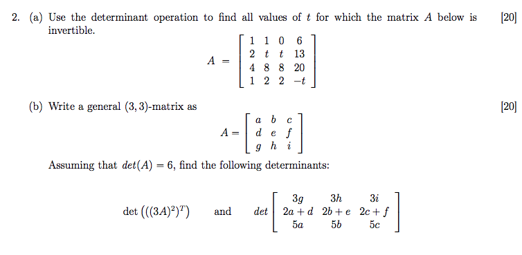 Solved 2. (a) Use the determinant operation to find all | Chegg.com