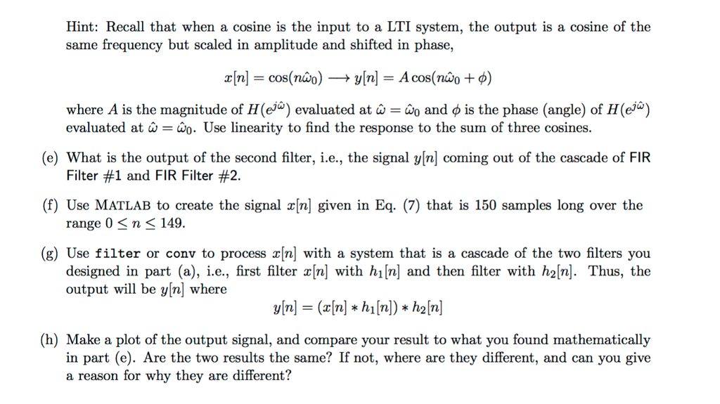3.2 Nulling Filters for Frequency Rejection Nulling | Chegg.com