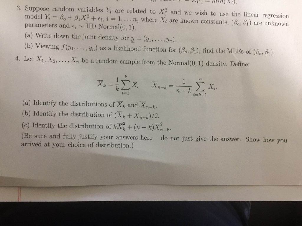Solved 3. Suppose random variables Y, are related to X? and | Chegg.com