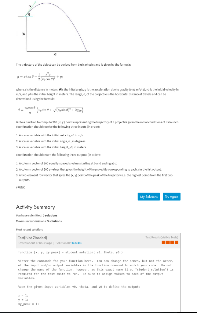 The trajectory of the object can be derived from | Chegg.com