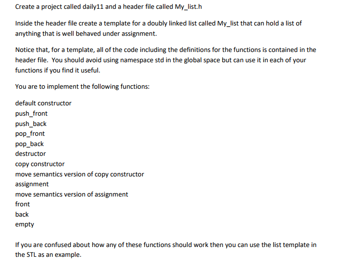 Solved Create A Project Called Daily11 And A Header File