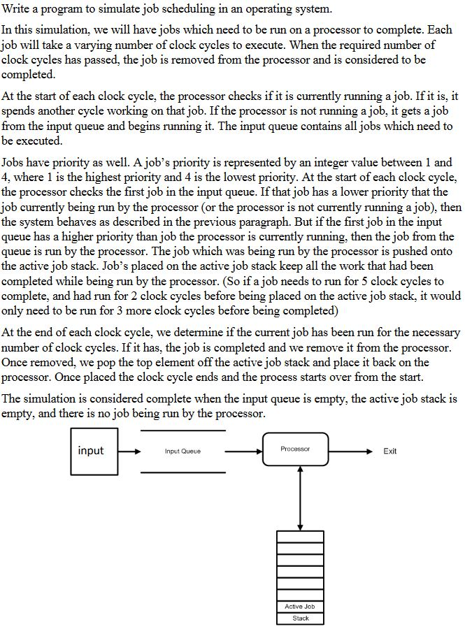 rite a program to simulate job scheduling in an | Chegg.com