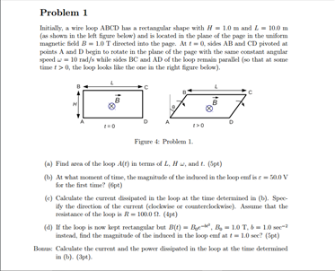 Solved Initially a wire loop ABCD has a rectangular shape | Chegg.com