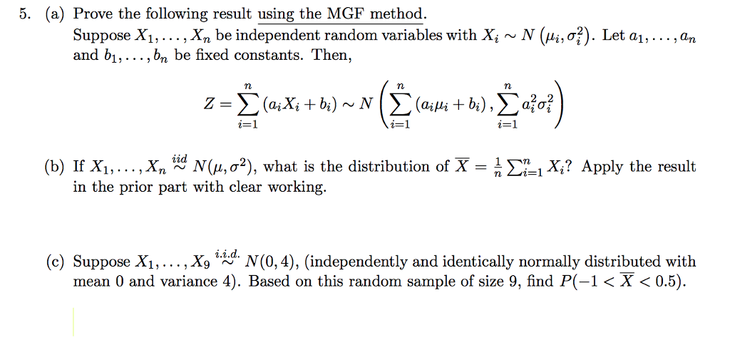 Solved 5. (a) Prove the following result using the MGF | Chegg.com