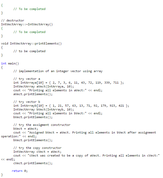 Solved An integer vector class IntVectArray has been | Chegg.com