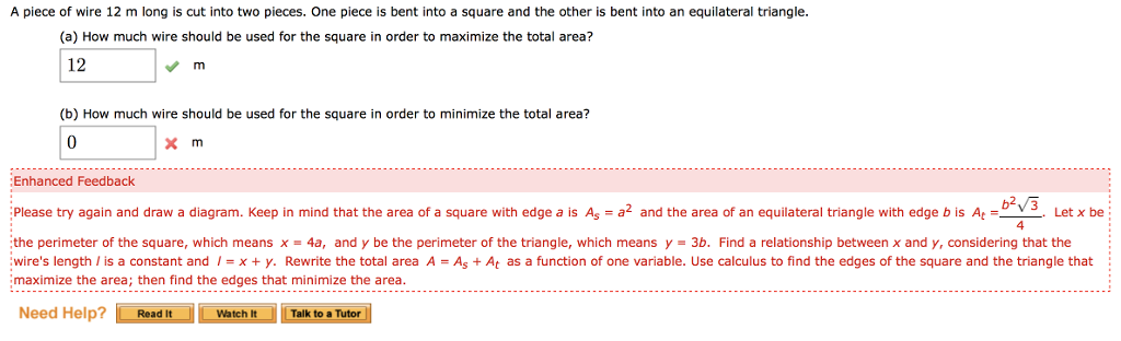 Solved A piece of wire 12 m long is cut into two pieces. One | Chegg.com