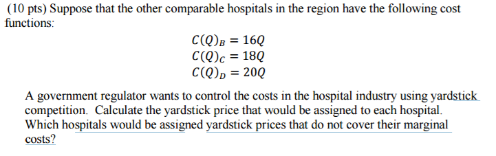 Solved A monopoly Hospital (call it hospital A) faces the | Chegg.com