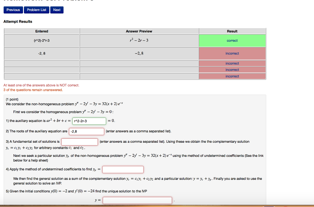 Solved We consider the non-homogeneous problem y" - 2y' - | Chegg.com