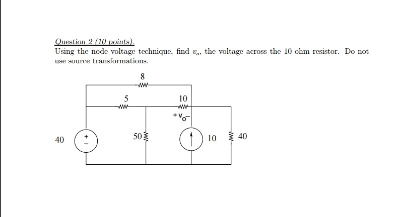 Solved Using The Node Voltage Technique Find V0 The