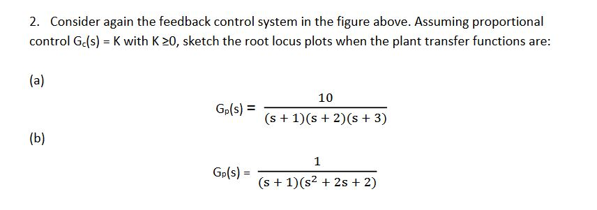 Solved Sketch the root locus plots when the plant transfer | Chegg.com
