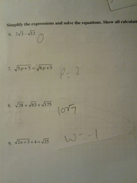 Solved simplify the expressions and solve the equations show | Chegg.com
