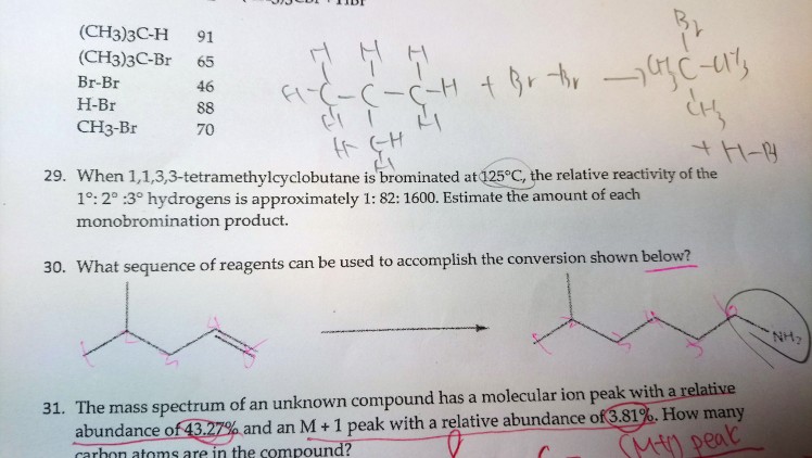 Solved (CH3)3C-H 91 (CH3)3C-Br 65 Br-Br H-Br CH3-Br C-01 46 | Chegg.com