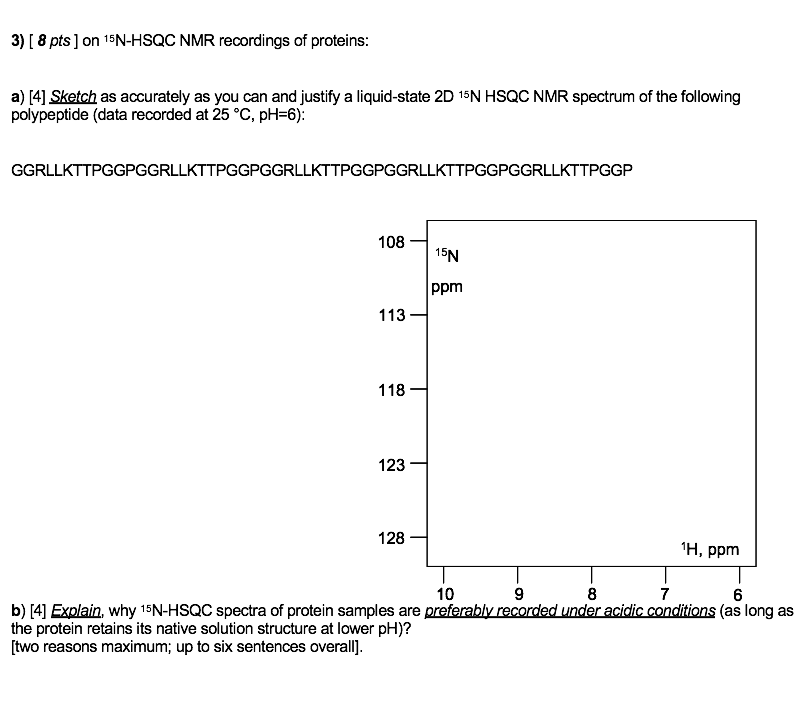 Solved On 15N-HSQC NMR recordings of proteins: Sketch as | Chegg.com