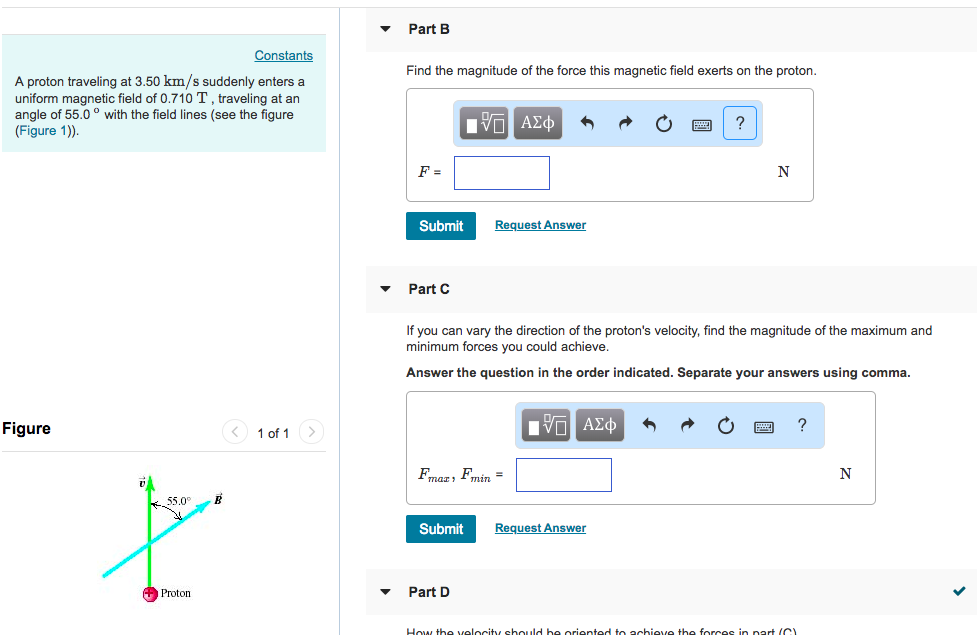 Solved Part B Constants Find the magnitude of the force | Chegg.com
