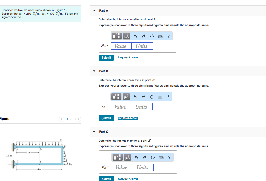 Solved Consider the two-member frame shown in (Figure 1) | Chegg.com