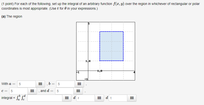 Solved (1 point) For each of the following, set up the | Chegg.com