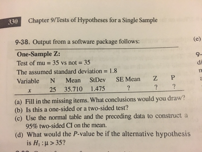 Solved Chapter 9/Tests of Hypotheses for a Single Sample 330 | Chegg.com